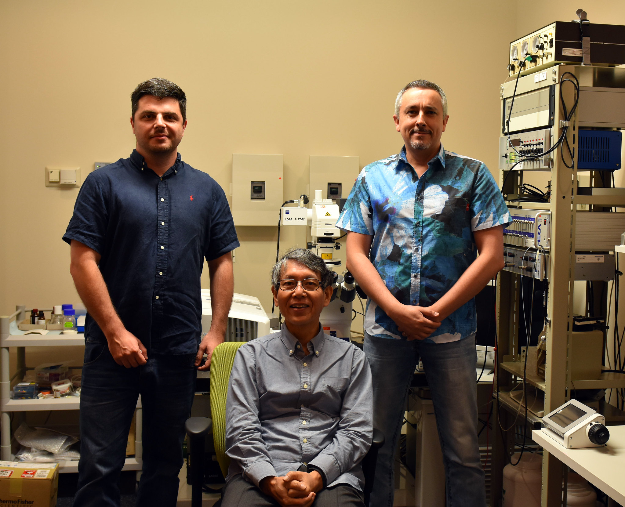 Professor Takahashi with Dr. Dimitrov and Dr. Guillaud | Okinawa Institute of Science and ...