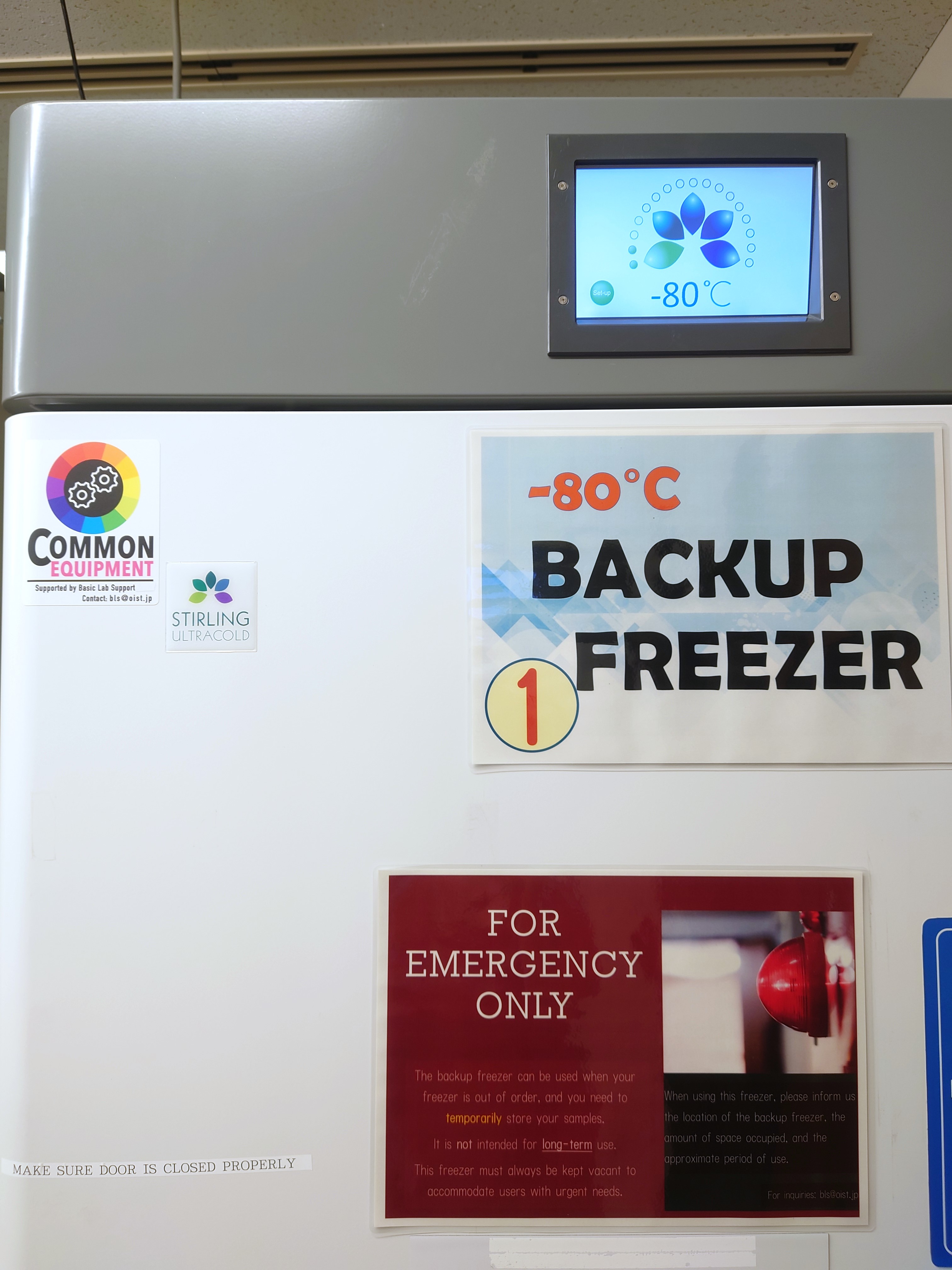 CF-BLSS_Equipment_Backup Freezer | Okinawa Institute of Science and ...