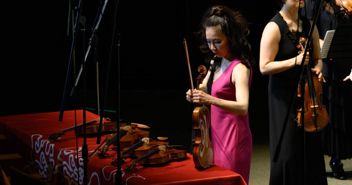 Eiko Kano selects one of the four Strad and Del Gesù violins to play ...