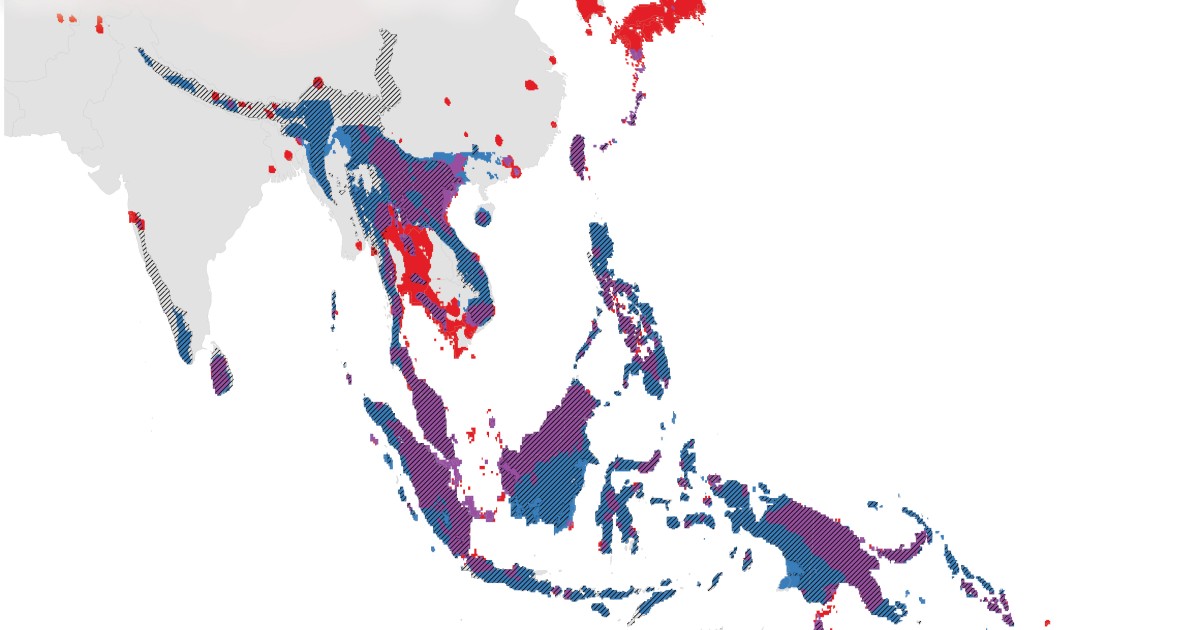 This map highlights ant biodiversity centers in Asia—areas that harbor ...
