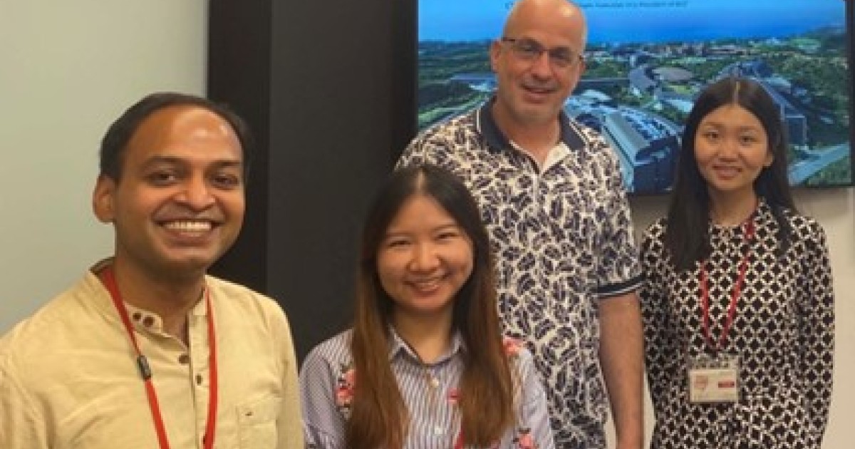 From left, Vyom Rastogi (intern), Punyavadee Yiengsubhanond (intern ...